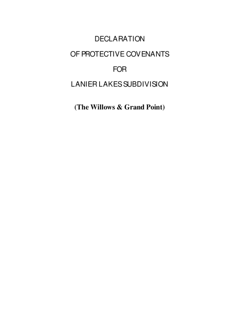 Fillable Online Protective Covenants for Lanier Lakes Subdivision Fax ...