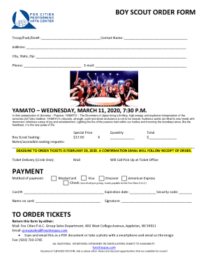 Fillable Online Order Form for Yamato - the Drummers of Japan ...