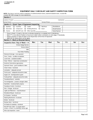 Fillable Online Equipment Daily Checklist and Safety Inspection Fax ...