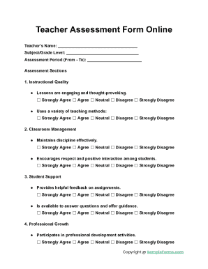 Fillable Online Teacher Assessment Form Fax Email Print - pdfFiller