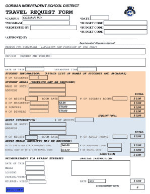 Fillable Online Gorman Independent School District Travel Request Fax ...