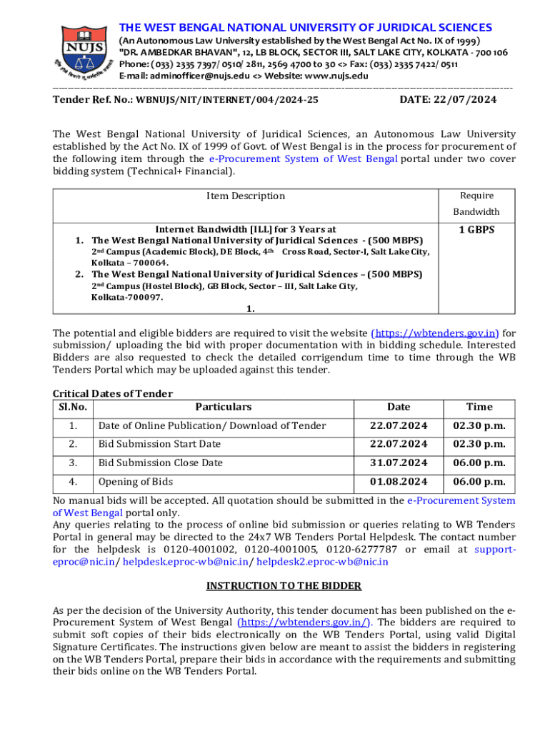 Fillable Online The WB National University of Juridical Sciences, Kolkata Fax Email Print ...