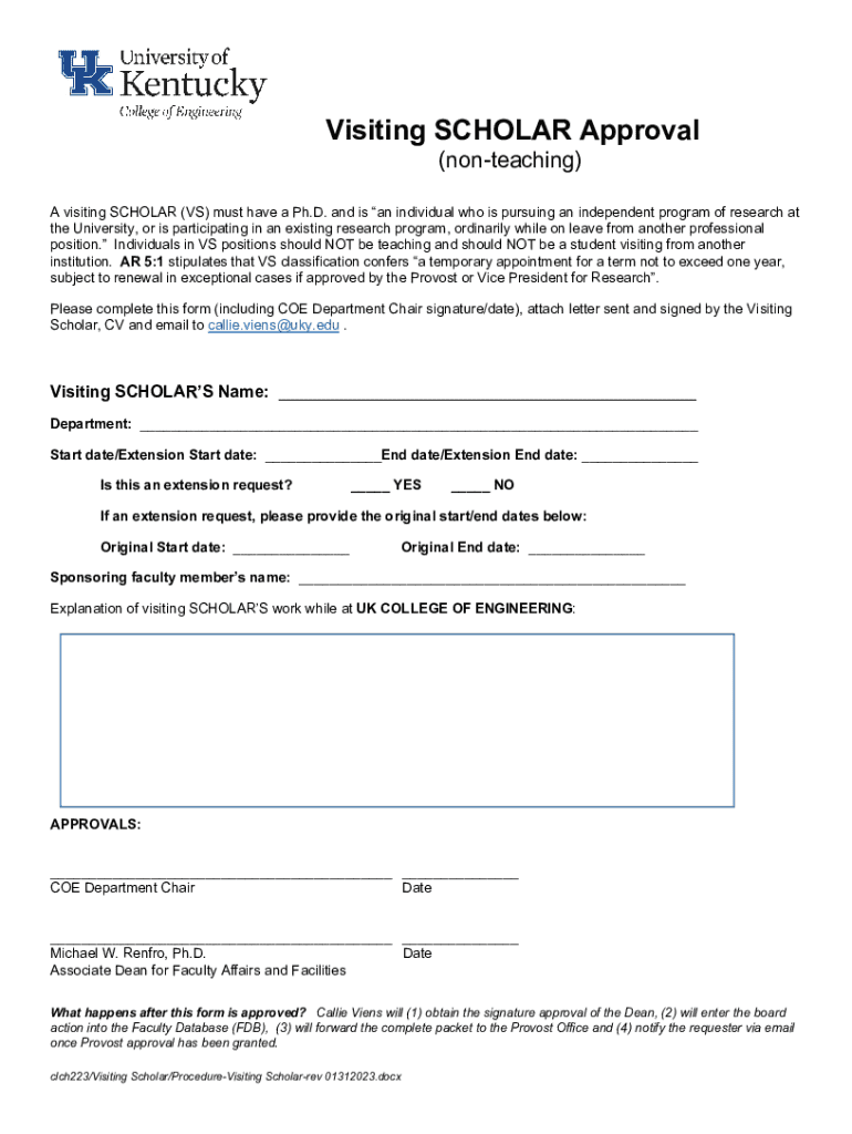 Fillable Online Visiting Scholar Approval (non-teaching) Fax Email ...