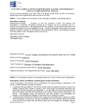 Fillable Online Cuny Off-campus Activity Participation and Waiver Form ...