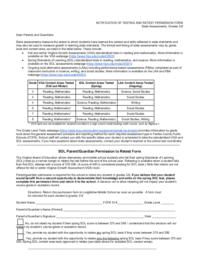 Fillable Online State Assessments, Grades 3-8 Notification Fax Email ...