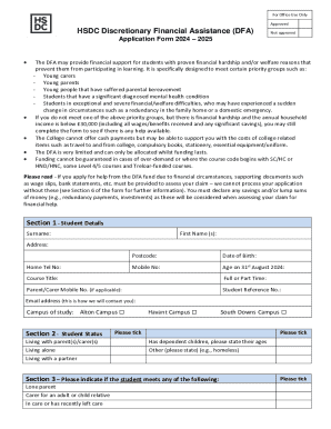 Fillable Online Hsdc Discretionary Financial Assistance Application Fax Email Print - pdfFiller