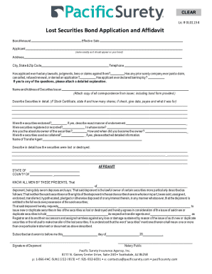 Fillable Online Application for Lost Securities Bond Fax Email Print ...