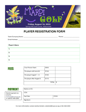 Fillable Online Player Registration Form Fax Email Print - pdfFiller