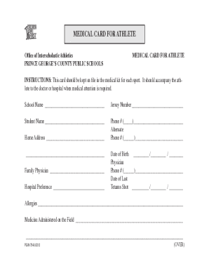 Fillable Online Medical Card for Athlete Fax Email Print - pdfFiller