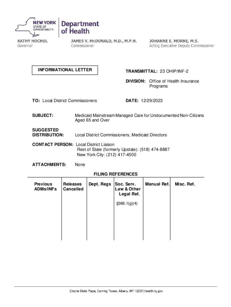 Fillable Online 23 OHIP-INF-1 - New York State Department of Health Fax Email Print - pdfFiller