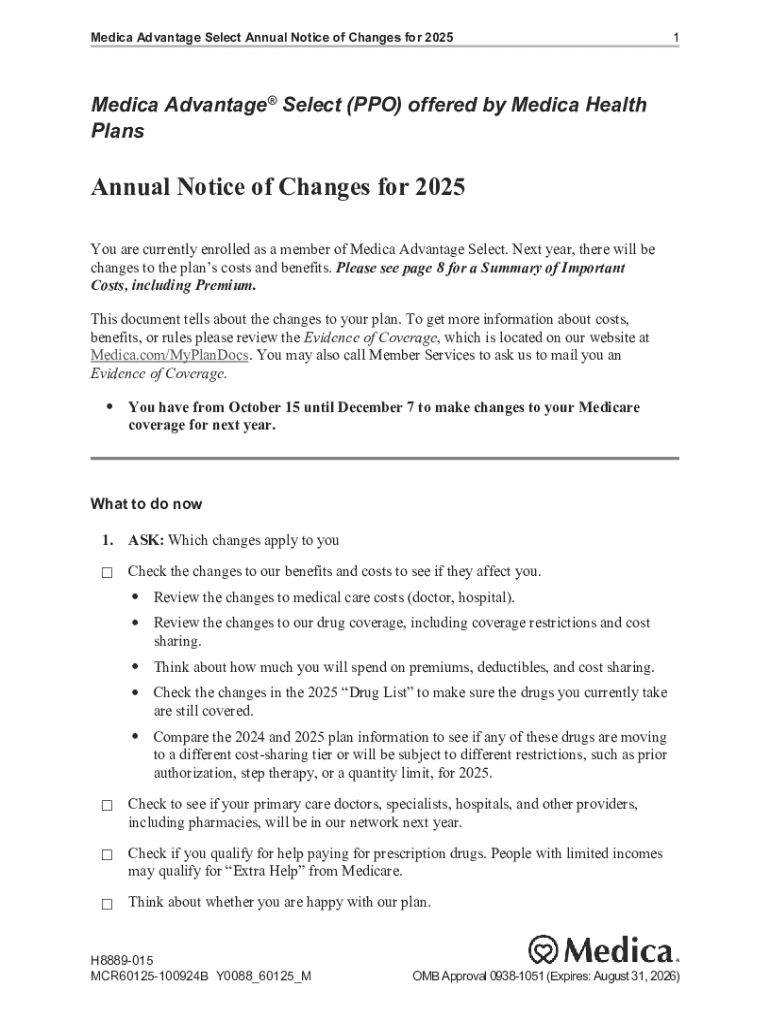 Fillable Online Medica Advantage Select Annual Notice of Changes for ...
