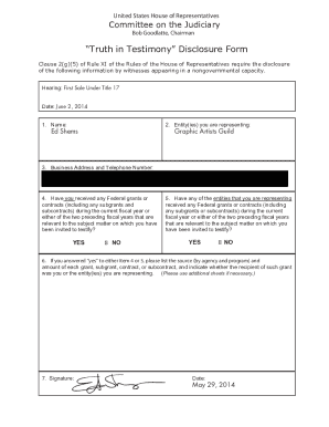 Fillable Online Truth in Testimony Disclosure Form Fax Email Print ...