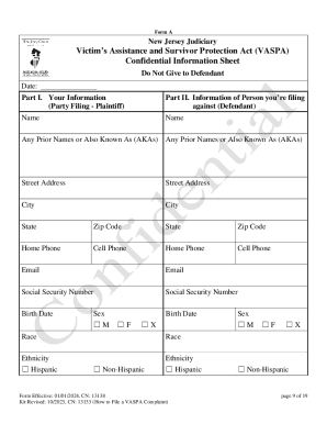 Fillable Online New Jersey Victim’s Assistance and Survivor Protection ...