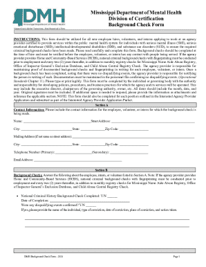 Fillable Online Mississippi Department of Mental Health Background ...