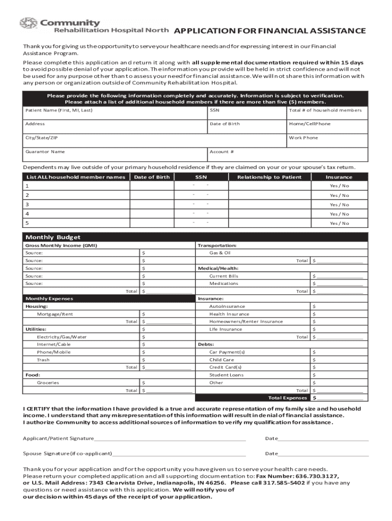 Fillable Online Application for Financial Assistance Fax Email Print ...