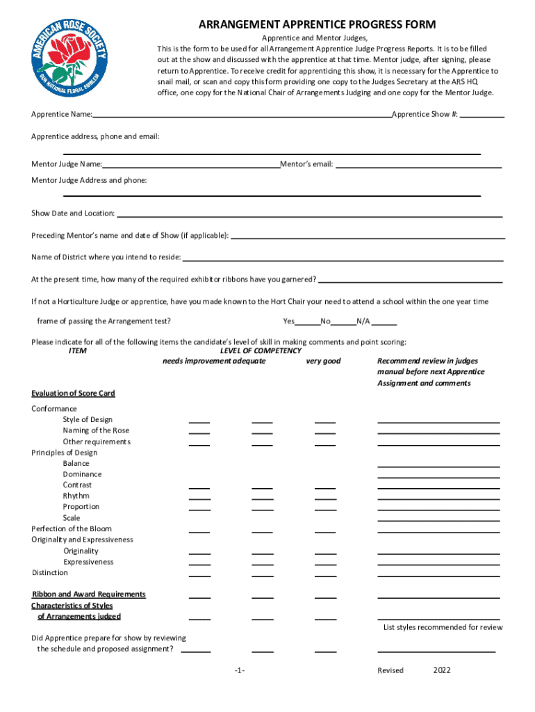 Fillable Online Arrangement Apprentice Progress Report Fax Email Print