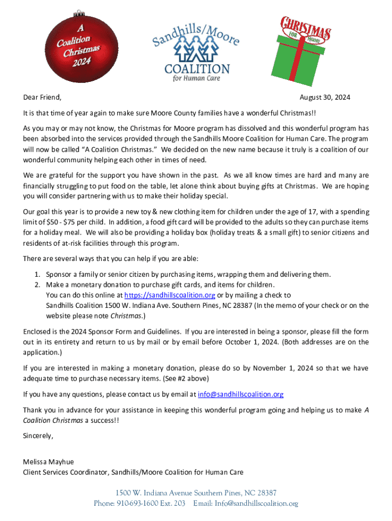 Fillable Online a Coalition Christmas 2024 Sponsorship Invitation Fax ...