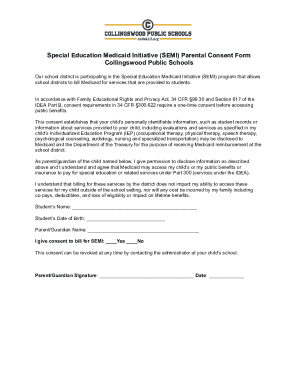 Fillable Online Special Education Medicaid Initiative (semi) Parental ...