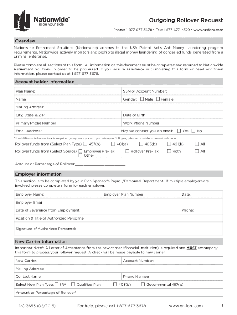 Fillable Online Outgoing Rollover Request Form Fax Email Print - pdfFiller
