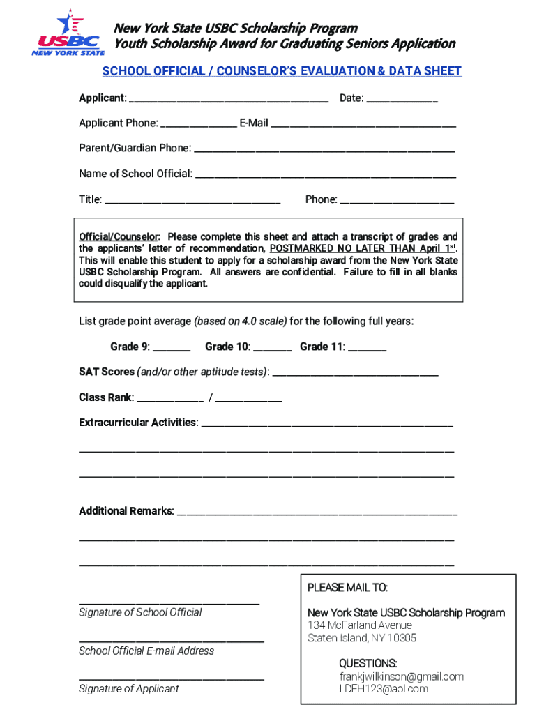 Fillable Online SCHOOL OFFICIAL / COUNSELORS EVALUATION & DATA SHEET ...