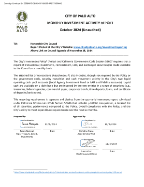 Fillable Online City of Palo Alto Monthly Investment Activity Report - October 2024 Fax Email ...