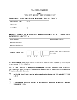Fillable Online Cassa Depositi E Prestiti S.p.a. Receipt Transfer Requests Fax Email Print ...