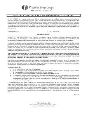 Fillable Online Informed Consent and Pain Management Agreement Fax ...