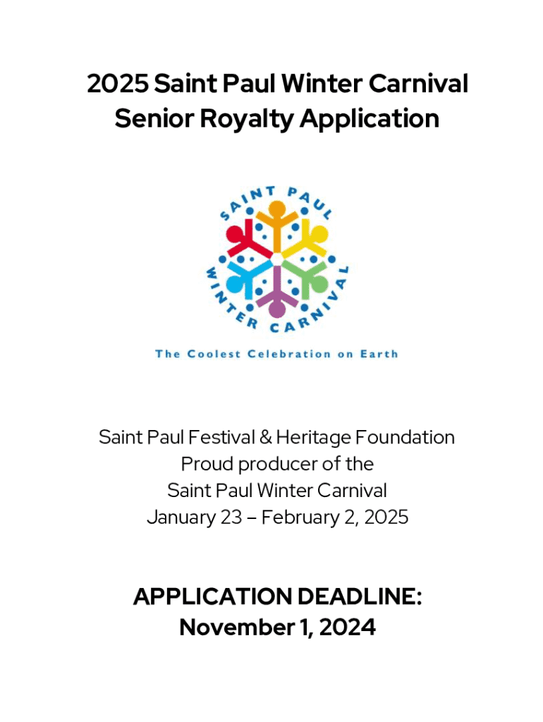 Fillable Online 2025 Saint Paul Winter Carnival Senior Royalty ...