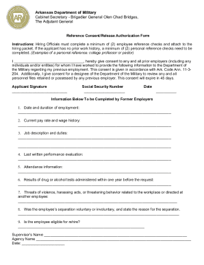 Fillable Online Reference Consent/release Authorization Form Fax Email ...