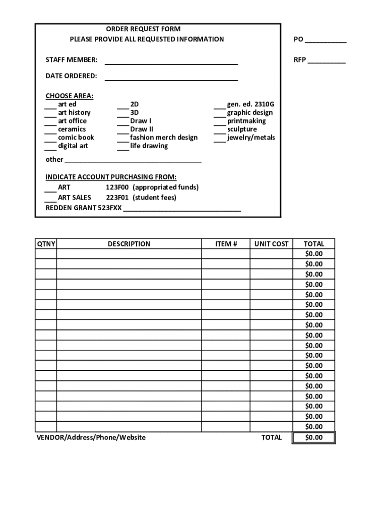 Fillable Online Order Request Form Fax Email Print - pdfFiller