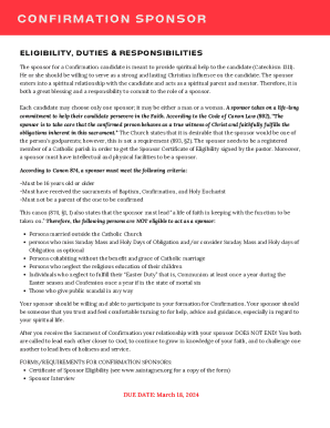 Fillable Online Confirmation Sponsor Guidelines Fax Email Print - pdfFiller