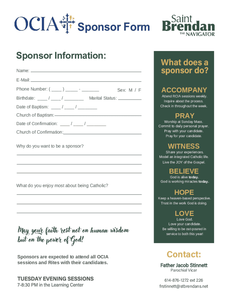 Fillable Online Ocia Sponsor Information Fax Email Print - pdfFiller