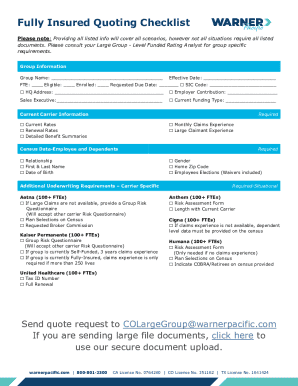 Fillable Online Fully Insured Quoting Checklist Fax Email Print - pdfFiller