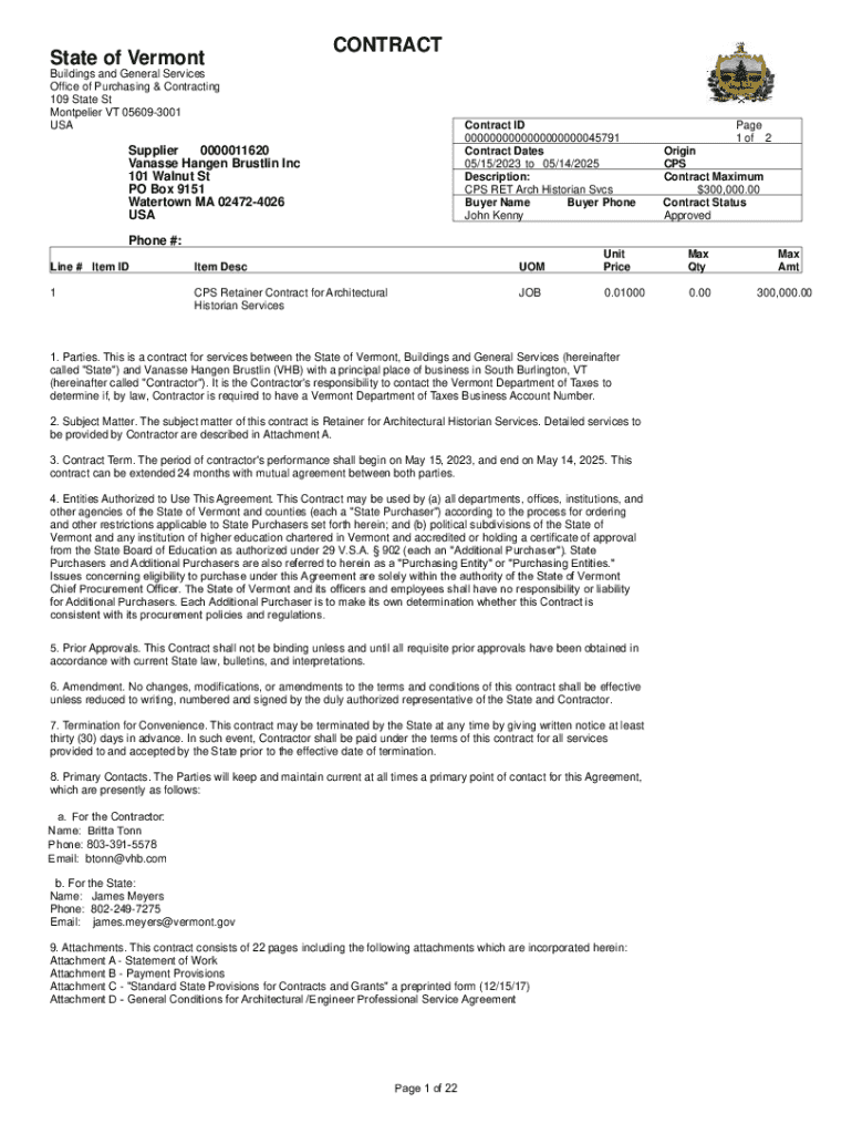 Fillable Online Contract for Architectural Historian Services Fax Email ...