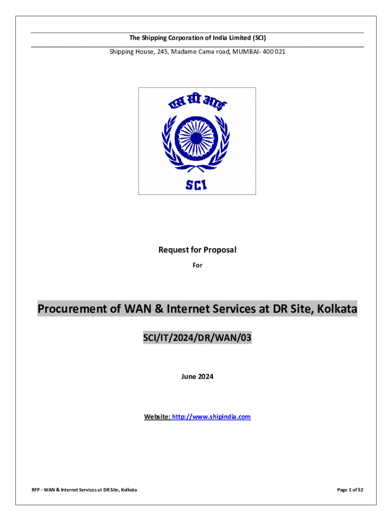 Fillable Online Rfp - Wan & Internet Services at Dr Site, Kolkata Fax ...