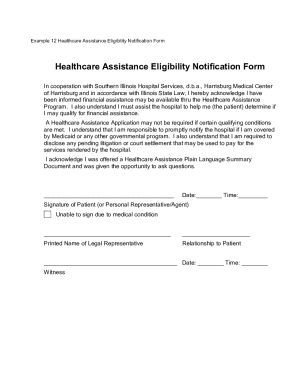 Fillable Online Healthcare Assistance Eligibility Notification Form Fax ...