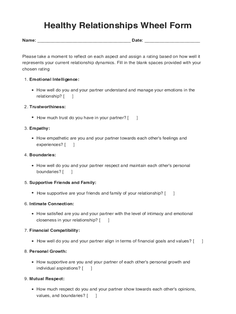 Fillable Online Healthy Relationships Assessment Fax Email Print - pdfFiller