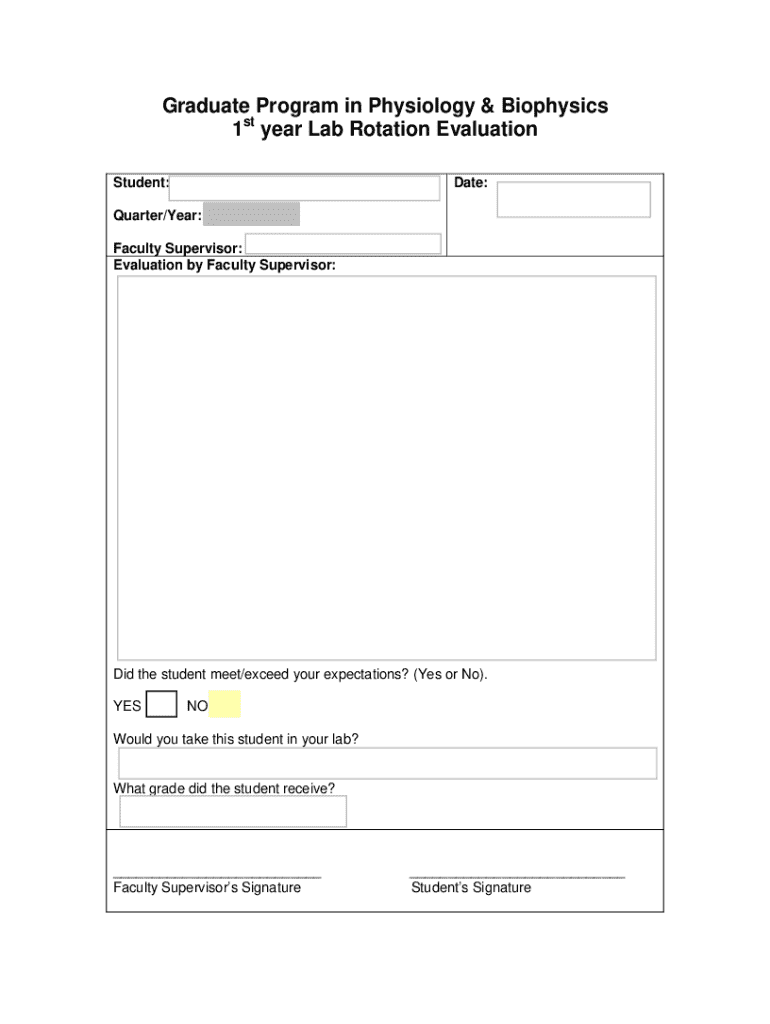 Fillable Online 1st Year Lab Rotation Evaluation Fax Email Print ...