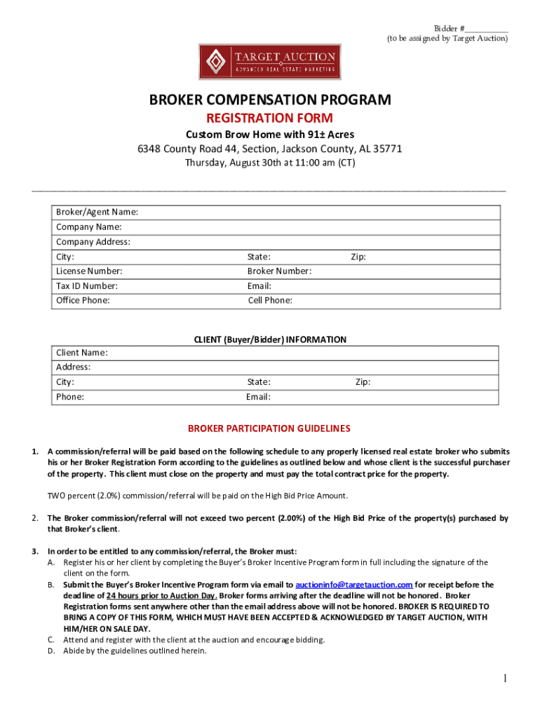 Fillable Online Broker Compensation Program Registration Fax Email Print - pdfFiller