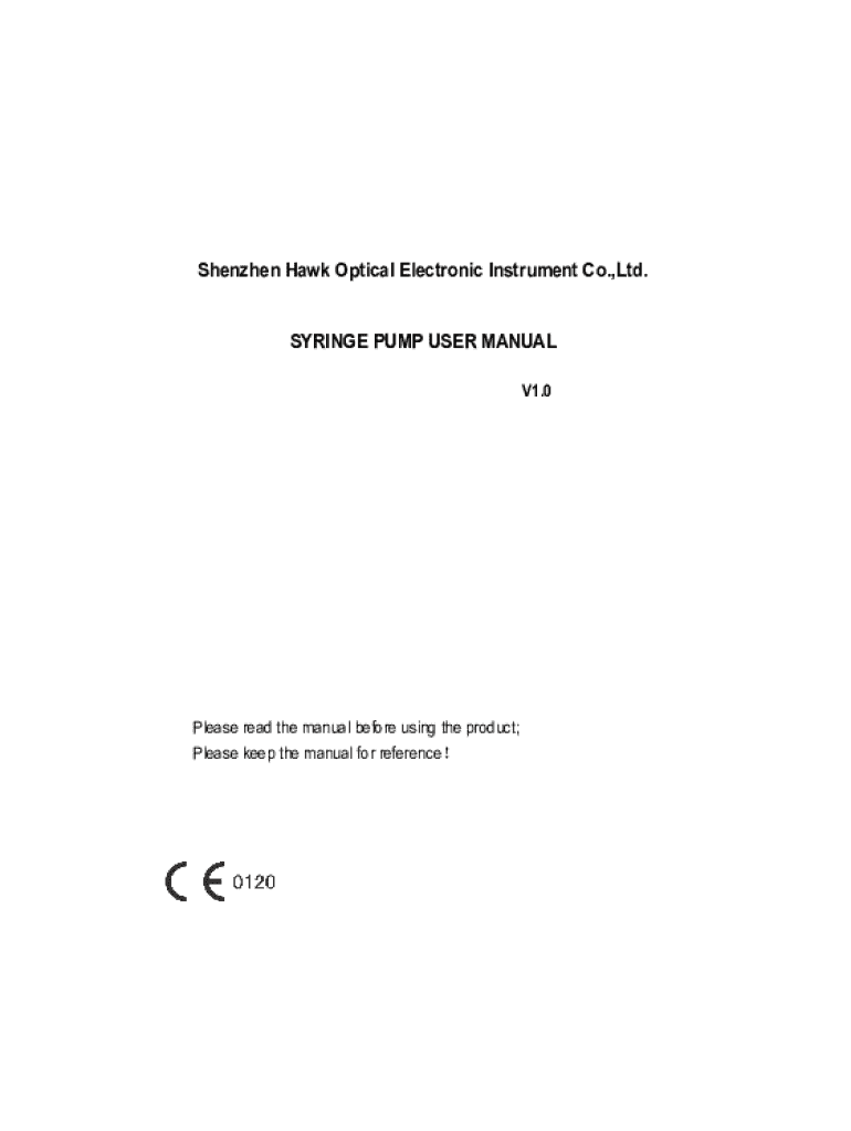 Fillable Online Syringe Pump User Manual V1.0 Fax Email Print - pdfFiller