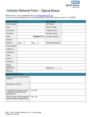 Fillable Online Orthotic Referral Form – Spinal Brace Fax Email Print ...