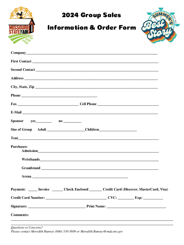 Fillable Online Group Sales Information Sheet Fax Email Print - pdfFiller