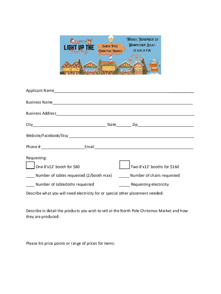 Fillable Online 2024 North Pole Christmas Market - Vendor Application ...