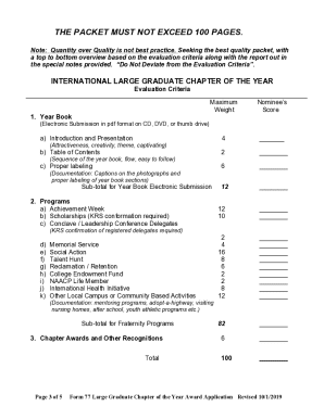 Fillable Online International Large Graduate Chapter of the Year Award ...