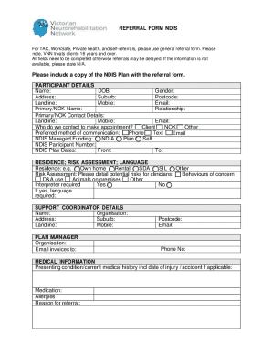 Fillable Online Ndis Referral Form Fax Email Print - pdfFiller