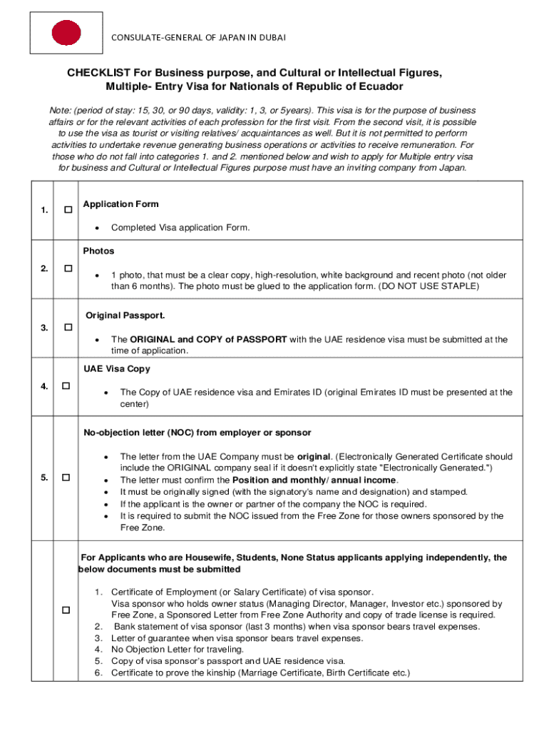 Fillable Online Multiple-entry Visa Checklist for Business and Cultural ...