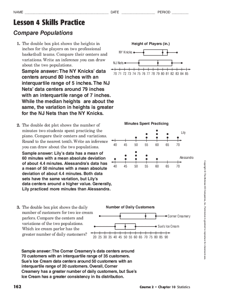 Fillable Online Solved 1. The double box plot shows the heights in ...