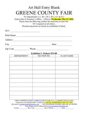 Fillable Online Greene County Fair Art Hall Entry Form Fax Email Print ...