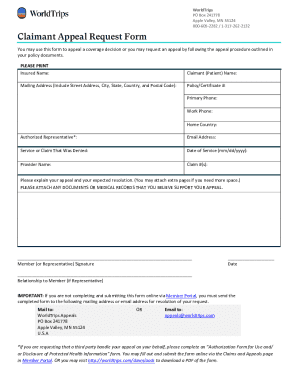 Fillable Online Claimant Appeal Request Form Fax Email Print - pdfFiller