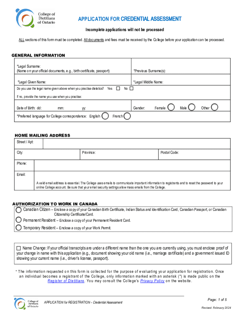Fillable Online Application for Credential Assessment Fax Email Print - pdfFiller